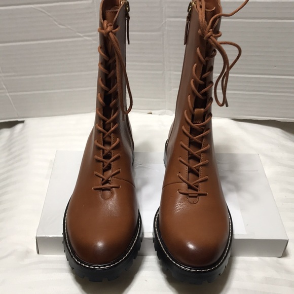 J. Crew | Shoes | J Crew Lace Up Leather Boots With Side Zipper Nwot ...